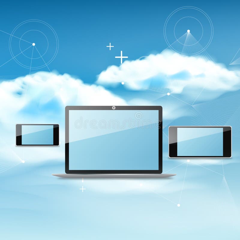 Cloud Computing Concept on Different Electronic Devices. Stock ...