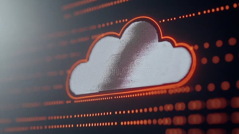 Cloud Computing Concept with Digital Background and Binary Code in Red and Black Theme Stock ...