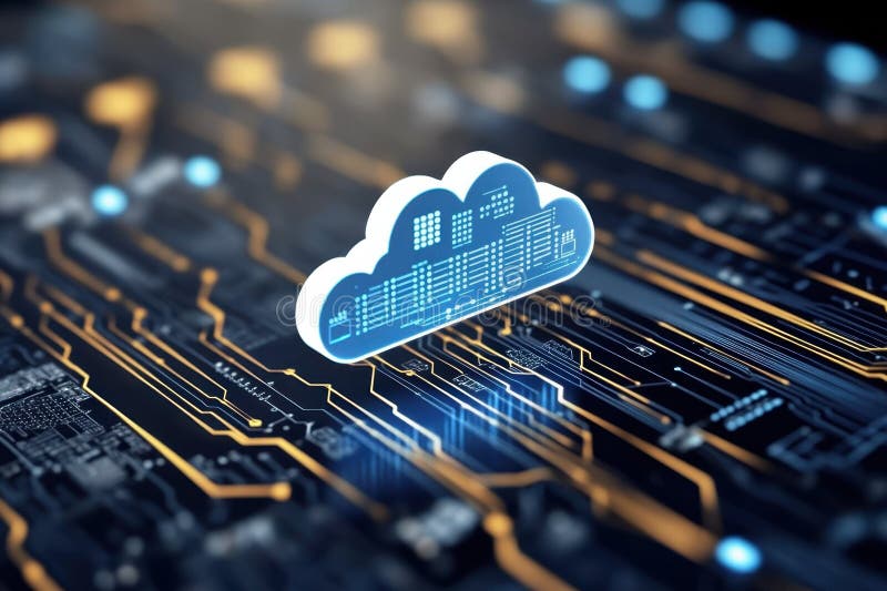 Cloud Computing Concept with Digital Circuit Board Background Showing ...