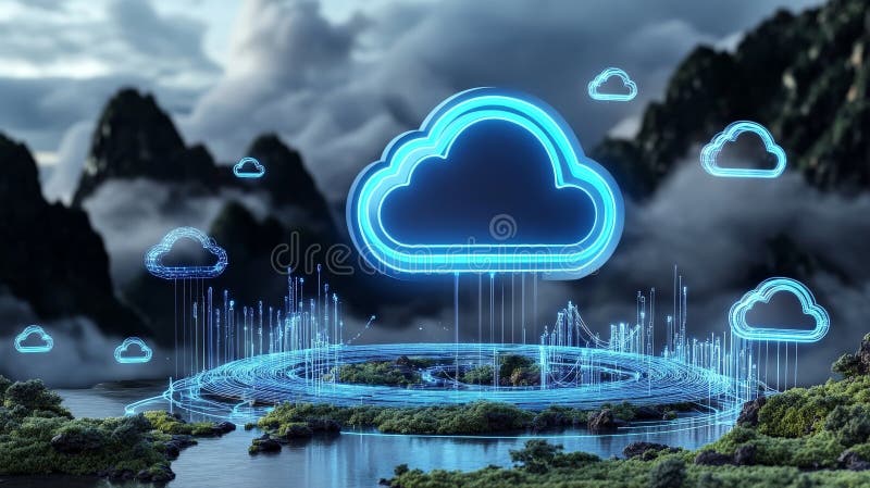 Cloud Computing Concept with Digital Data Network and Virtual ...