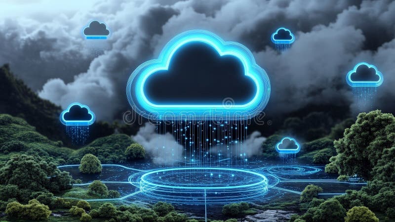 Cloud Computing Concept with Digital Data Network and Virtual Connections Stock Illustration ...