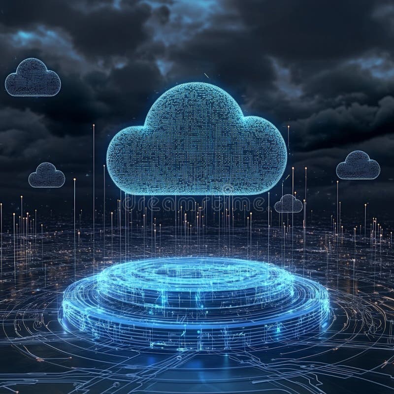 Cloud Computing Concept with Digital Data Network and Virtual Connections Stock Illustration ...