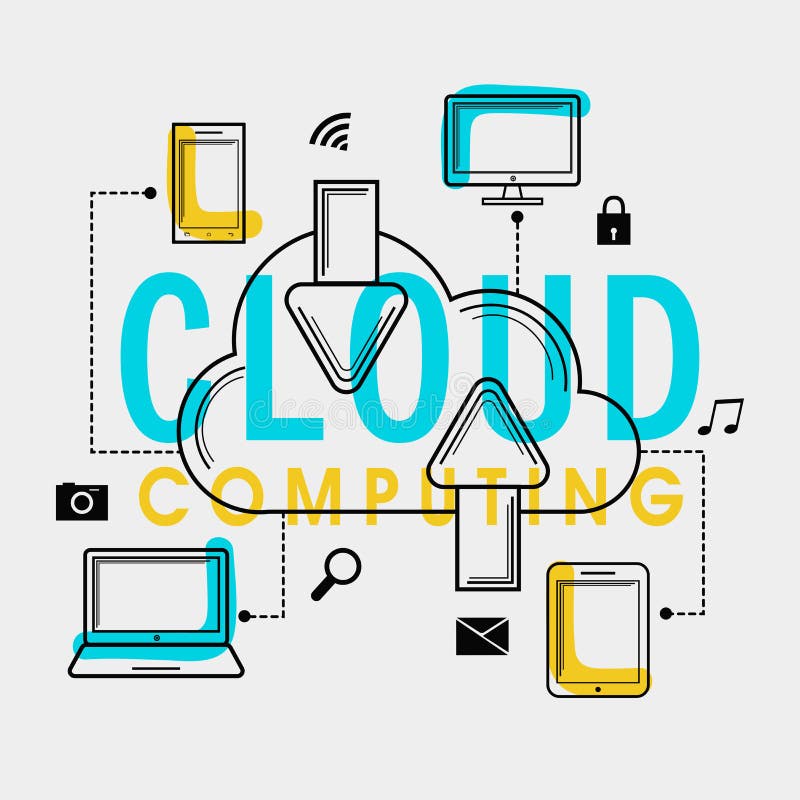 Cloud Computing Concept with Digital Device. Stock Illustration ...