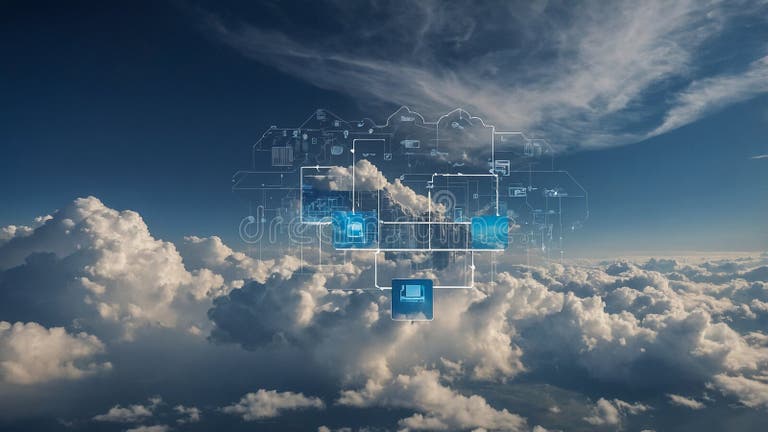 Cloud Computing Concept with Digital Network Overlay Stock Illustration - Illustration of ...