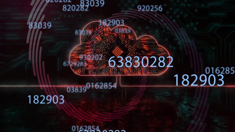 Cloud Computing Concept with Digital Numbers and Data Processing Animation Stock Video - Video ...