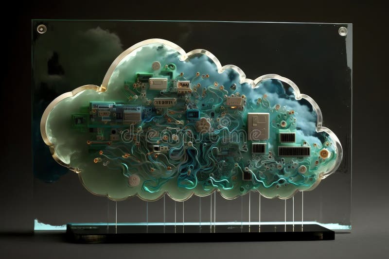 Cloud Computing Concept. Electronic Components Circuit Board in Shape ...