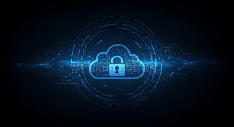 Cloud Computing Concept Featuring a Digital Cloud Icon with a Padlock ...