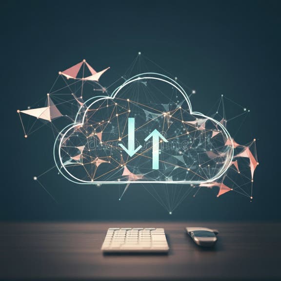 Cloud Computing Concept Featuring a Large, Glowing Cloud Icon with Interconnected Stock ...