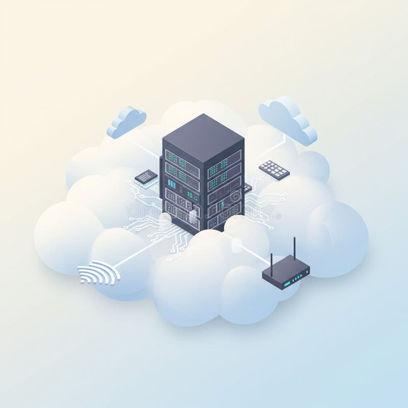 Cloud Computing Concept Featuring a Server Stack Connected To a Cloud Icon in the Stock ...
