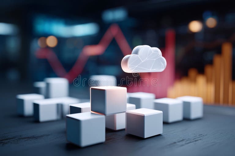 Cloud Computing Concept with Flying Data Blocks and Business Analytics ...