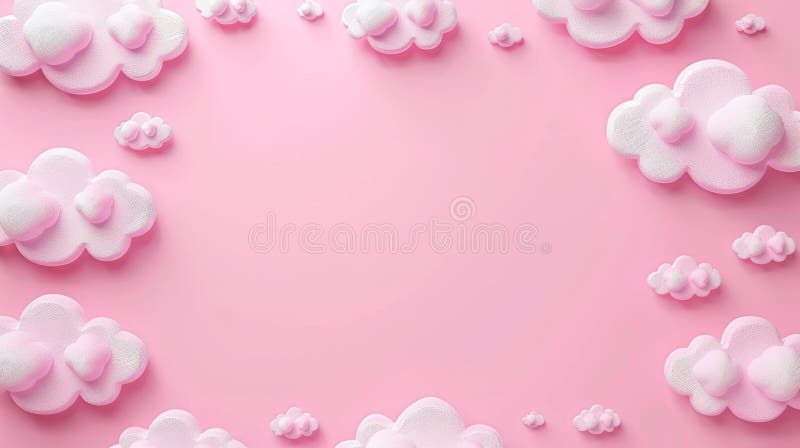 Cloud Computing Concept Frame Border Background with Pink Clouds on ...