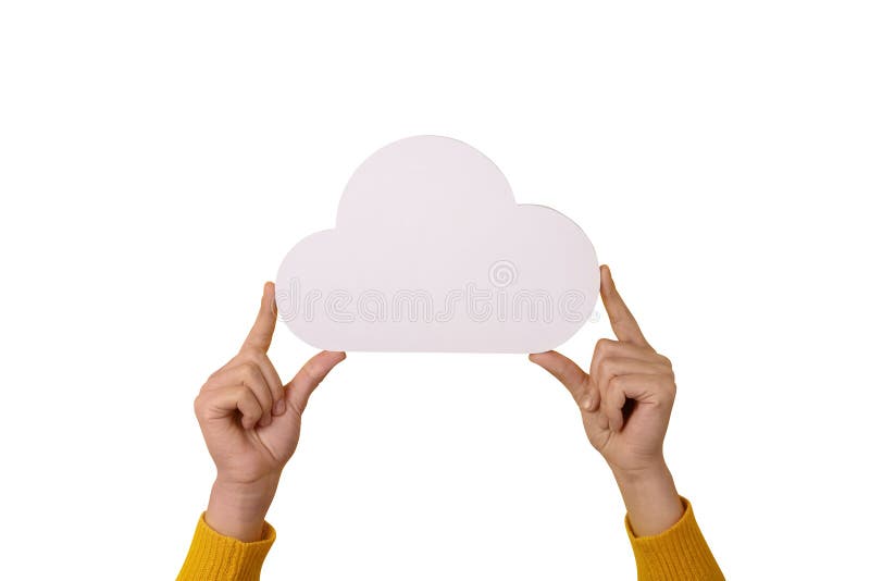 Cloud Computing Concept, Hands Holding Cloud Isolated on White ...