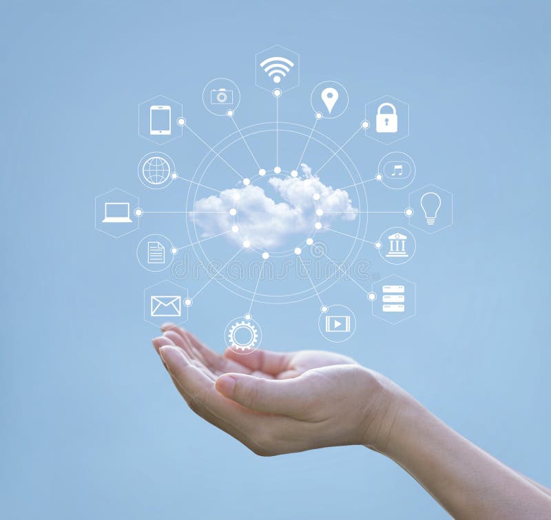 Cloud Computing Diagram Network Data Storage Technology Service Stock ...