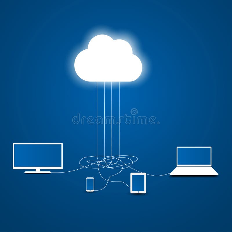 Cloud Computing Keyboard on Blue Sky Background Stock Vector ...
