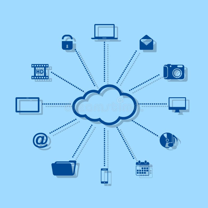 Cloud Computing Concept with Icons Stock Vector - Illustration of ...