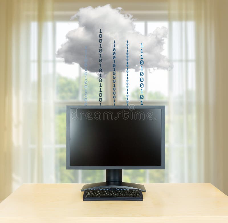 Cloud Computing Concept Illustration with Desktop PC Stock Photo ...