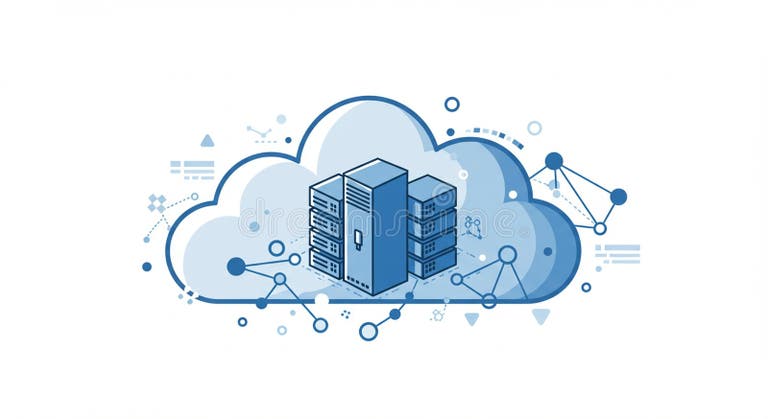 Cloud Computing Concept Illustration Featuring Server Racks within a ...