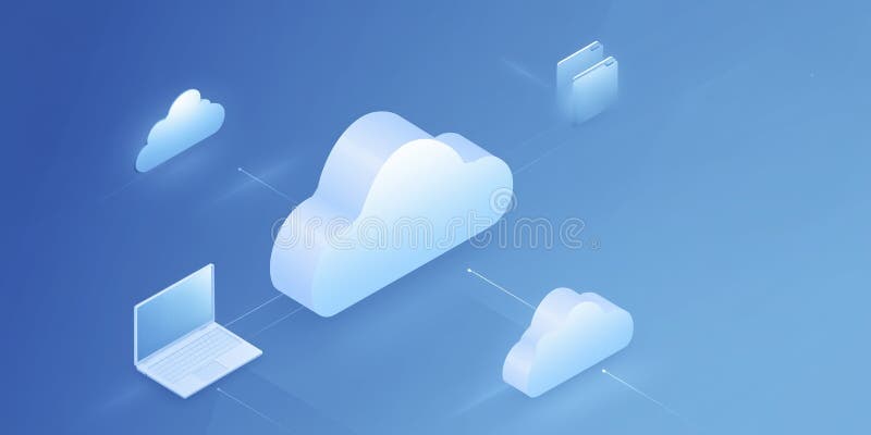 Cloud Computing Concept Illustration Featuring Stylized Clouds, a ...