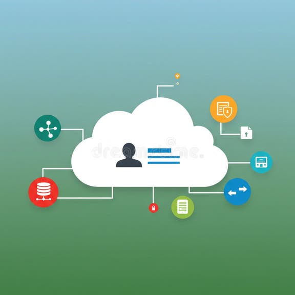 Cloud Computing Concept Illustration Showing a Central Cloud Icon Connected To Stock ...