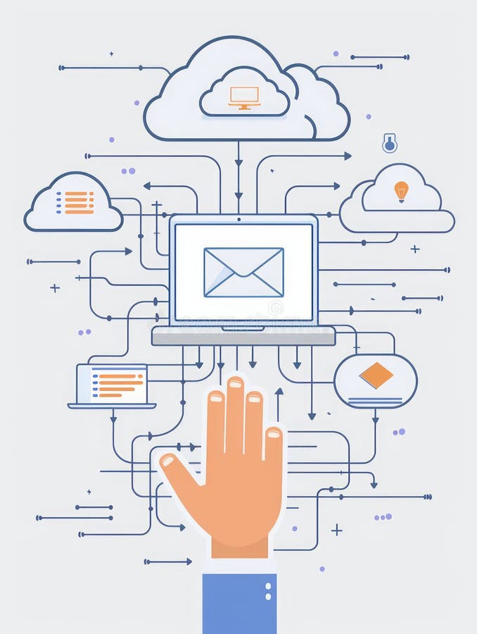 Cloud Computing Concept Illustration Showing Data Transfer ...