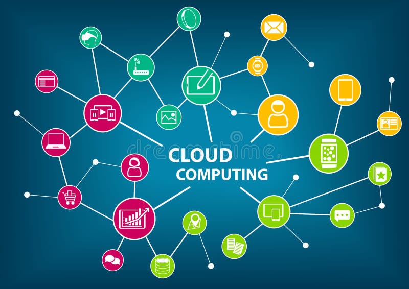 Cloud Computing Concept. Information Technology Background With Connected Devices Stock Vector ...