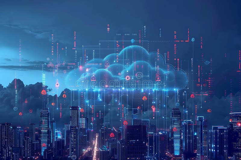 Cloud Computing Concept and Innovative Technology Background. Global Internet Network Connection ...