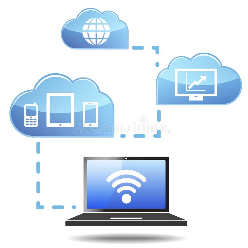 Network Clouds with Infographic Elements and Icons Stock Vector ...