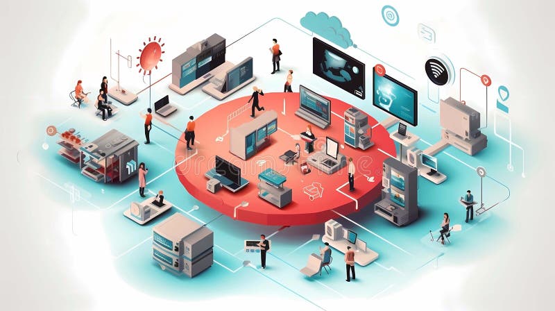 Cloud Computing Concept. Isometric Illustration of Cloud Computing ...