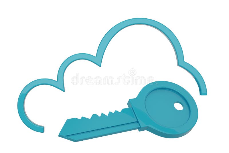 Cloud Computing Concept Cloud and Key on White Background.3D ...