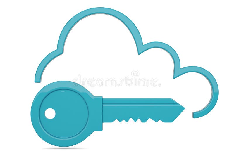Cloud Computing Concept Cloud and Key on White Background.3D ...