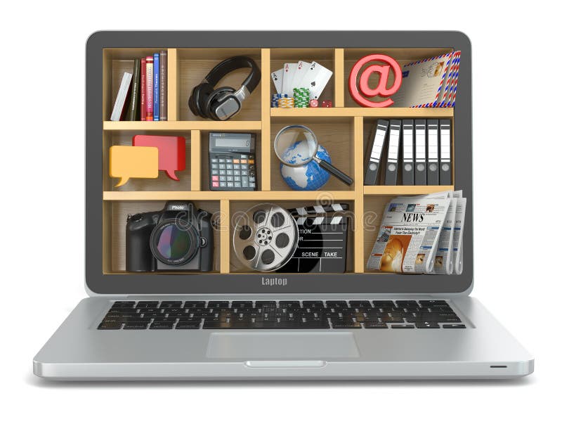 Cloud Computing Concept. Laptop S Software and Capabilities Stock ...