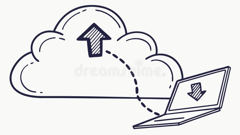 Cloud Computing Concept with Laptop Uploading Data Vector Design Generative AI Stock Vector ...