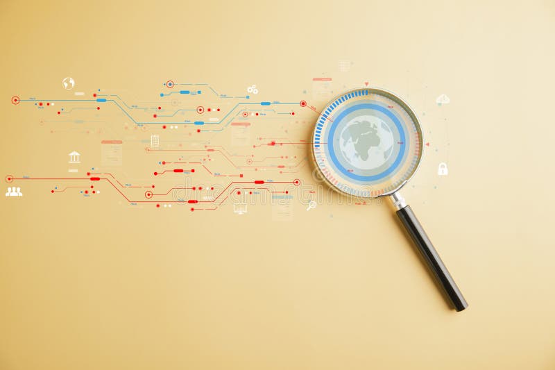 Focus on Cloud Big Data through a Magnifier Glass Stock Illustration ...