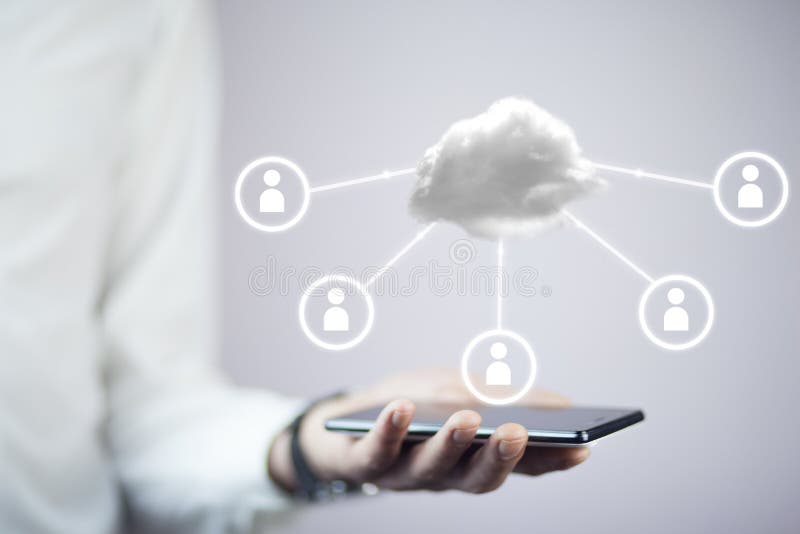 Cloud Computing Concept on Man Hand Stock Image - Image of choosing ...