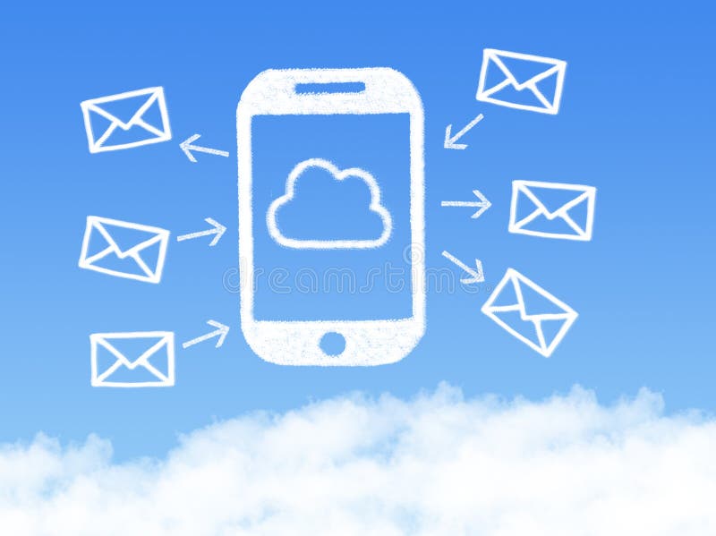Cloud Computing Concept.mobile Phone Send and Read Email Cloud Shape ...