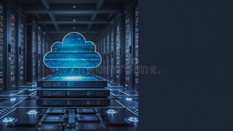 Cloud Computing Concept in Modern Data Center Stock Illustration - Illustration of internet ...