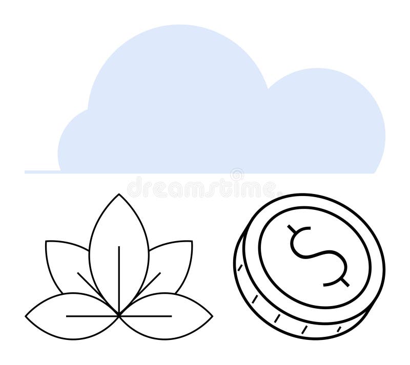 Cloud Computing Concept with Money Coin and Nature Leaf Symbol for Eco ...
