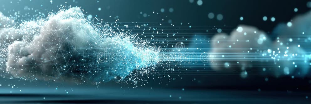 Cloud Computing Concept in Motion Showcasing Particles and Abstract ...