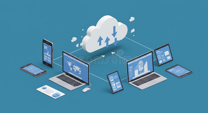 Cloud Computing Concept with Multiple Digital Devices, Including ...