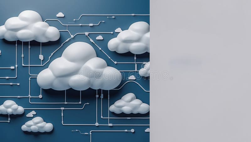 Cloud Computing Concept with Network Connections Illustration Stock ...