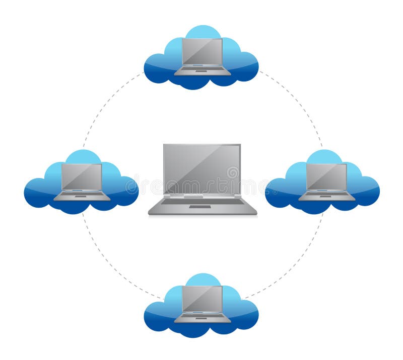 Cloud Computing Concept Network Laptop Stock Illustration ...