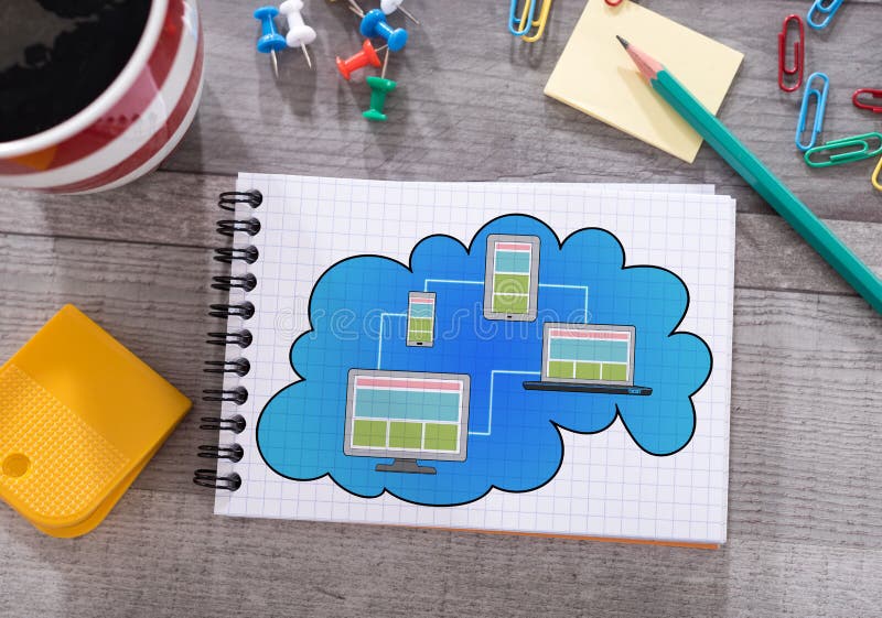 Cloud Computing Concept on a Notepad Stock Image - Image of blue ...