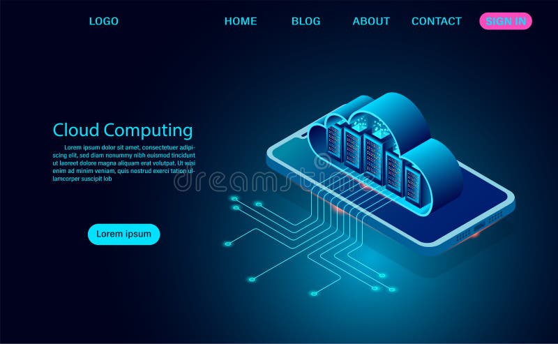 Cloud Computing Concept. Online Computing Technology on Mobile Stock ...