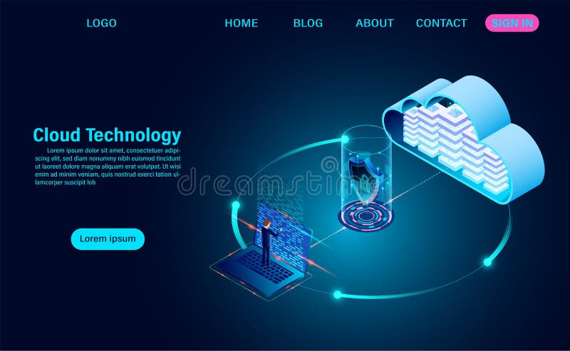 Cloud Computing Concept. Online Computing Technology Stock Vector ...