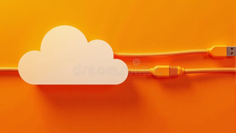 Cloud Computing Concept on Orange Background Stock Illustration - Illustration of cable, symbol ...