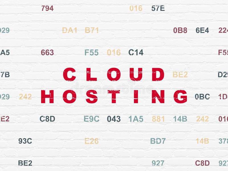 Cloud Computing Concept: Cloud Hosting on Wall Background Stock ...