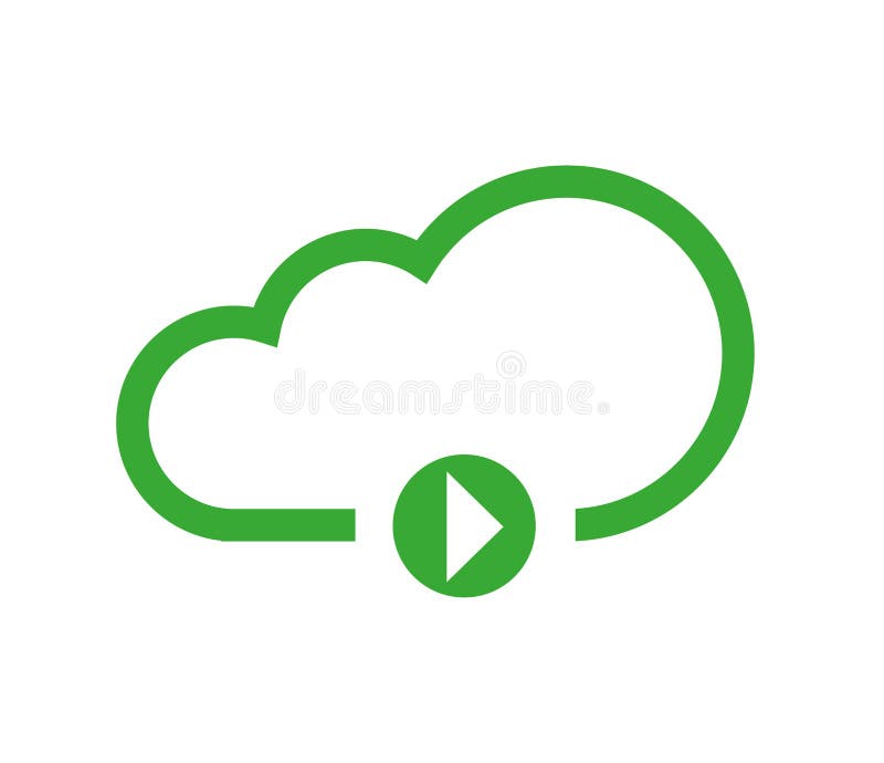 Cloud Computing Concept with Play Icon Stock Vector - Illustration of ...