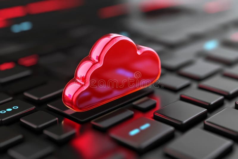Cloud Computing Concept. Red Cloud on Keyboard. Stock Illustration ...