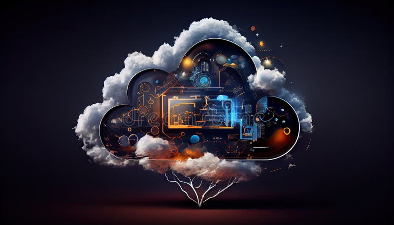 Cloud computing concept stock illustration. Illustration of science ...