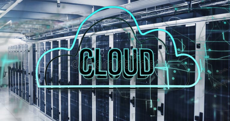 Cloud Computing Concept with Server Racks in Data Center, Digital ...